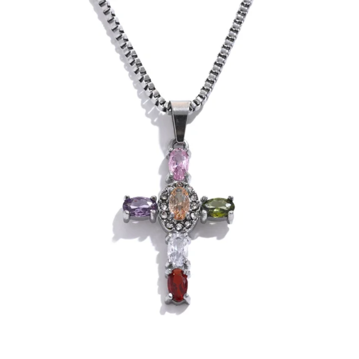 Jewelled Cross Necklace - Hypoallergenic 18K Gold PVD – Hope Jewellery